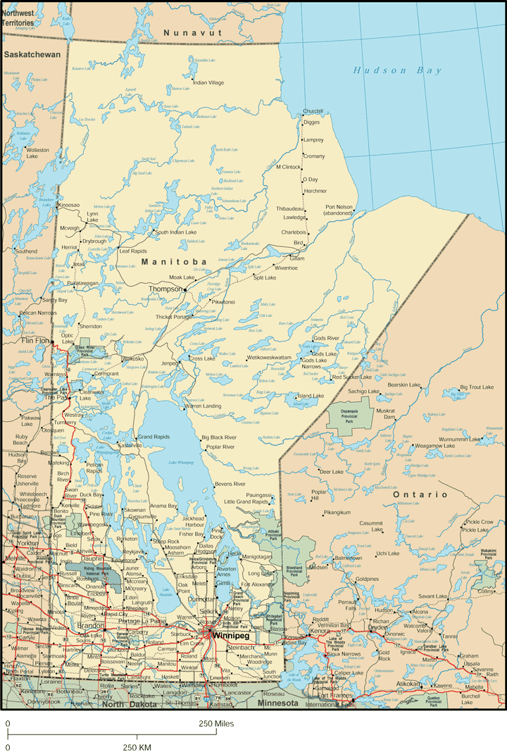 Manitoba Map - Detailed Map of Manitoba Canada